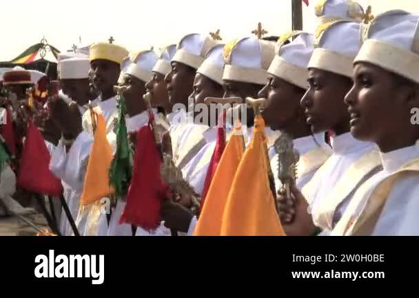 Priests procession of Timket celebration Stock Video Footage - Alamy