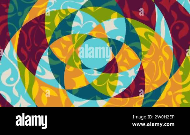 Beautiful colored animation with rotating floral decorative patterns ...