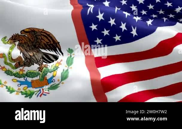 United States and Mexico flag Closeup 1080p Full HD 1920X1080 footage ...