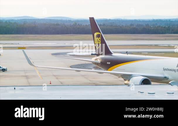 UPS Cargo Air Freighter Boeing 767 Jet Airplane at Washington DC Dulles ...