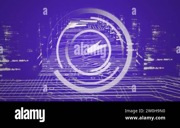 Digital animation analog clock with hands moving. Background shows a ...