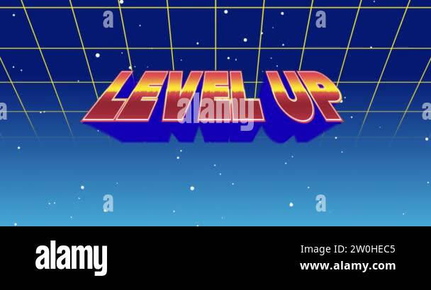 Digital animation of a Level Up sign zooming in the screen while ...