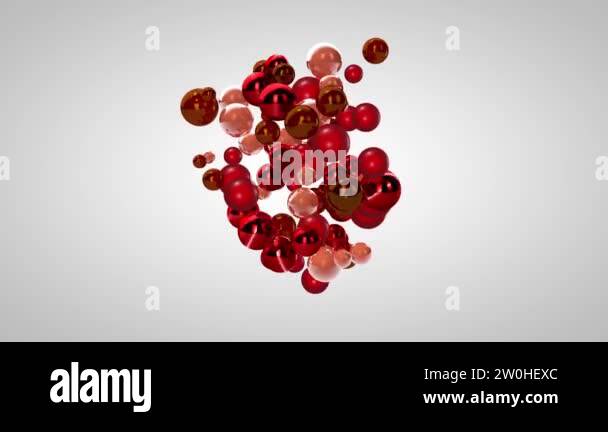 Abstract sphere red orange particles motion animation of a pile of ...