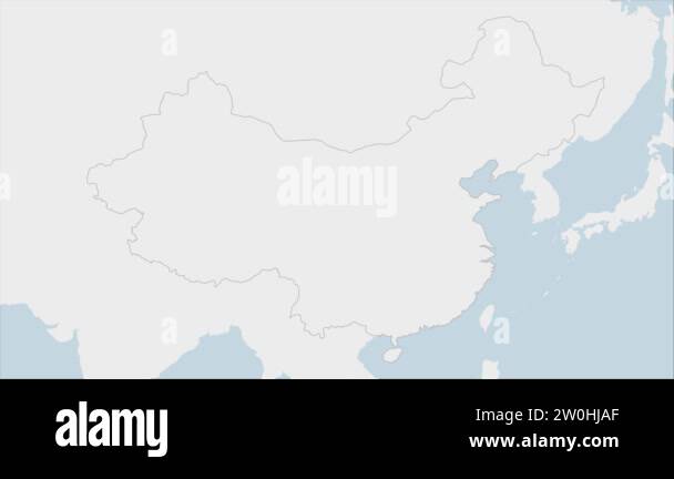 China map highlighted in China flag colors and pin of country capital ...