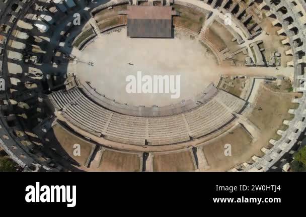 Roman Arena - Roman amphitheatre Aerial view of the Roman Arena at Pula ...