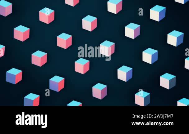 Animation of 3d rendering of white geometric shapes. Colorful cartoon ...