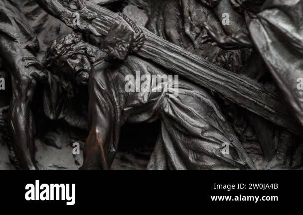 Beautiful Duomo di Milano iron gates decor in close up.Jesus Christ ...