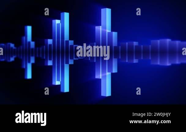 Audio blue wave animation. Sound wave from equalizer. Pulse music ...
