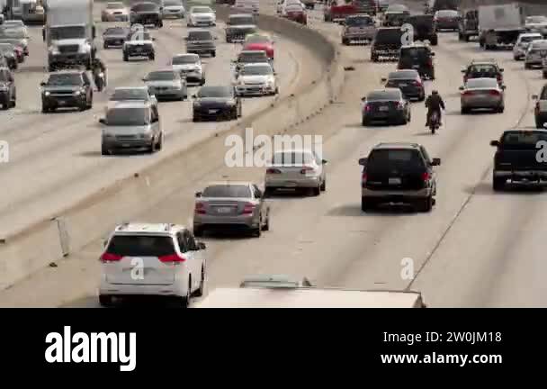 Traffic on Busy Freeway in Downtown Los Angeles California Stock Video ...