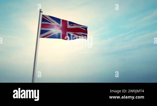 British Flag Waving Shows Union Jack United Kingdom National Banner. A ...