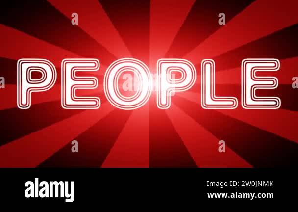 People icon in red abstract background with rays. Looping footage with ...