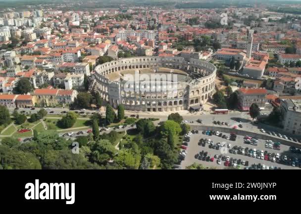 Roman Arena - Roman amphitheatre Aerial view of the Roman Arena at Pula ...