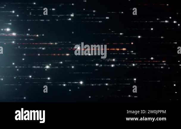Abstract technology background with animation of fast flying flickering ...