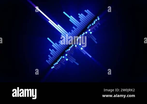 Audio blue wave animation. Sound wave from equalizer. Pulse music player. Futuristic digital ...