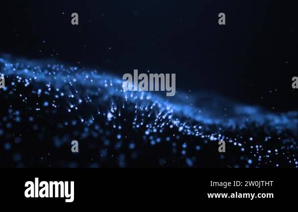 Abstract Digital wave background dark blue 3d rendering animation blurred particle motion ...