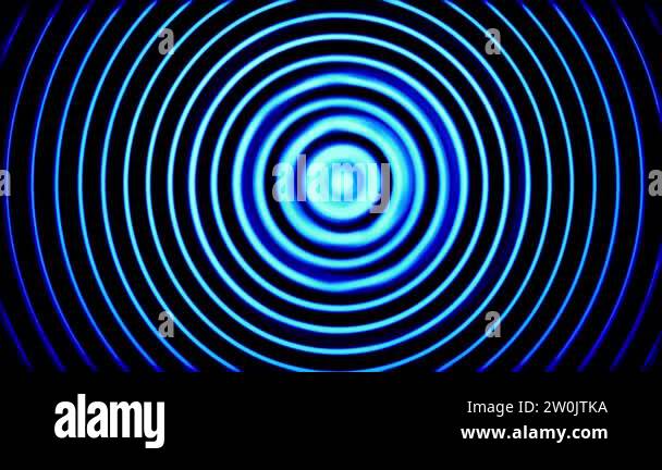 Abstract rotating glowing rings on black background, seamless loop ...