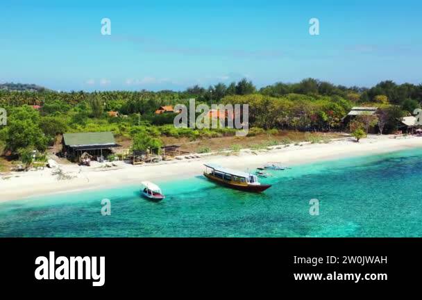 Asian island scenery with docked boats. Travelling to Thailand Stock ...