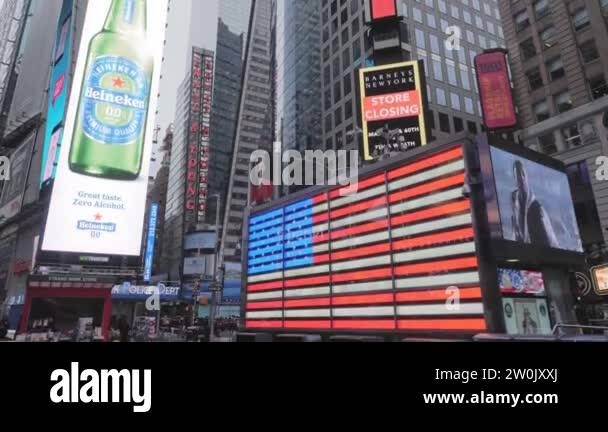 NY, January 2020 - Vertical movement of the camera framing billboards ...