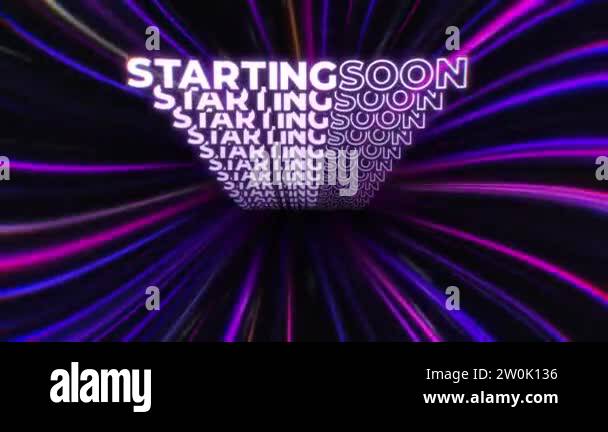 Seamlessly looping multiple lines of words "STARTING SOON" in pink ...