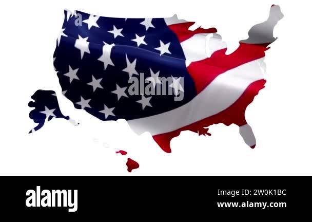 United States map on USA flag video gradient background. 3d United ...