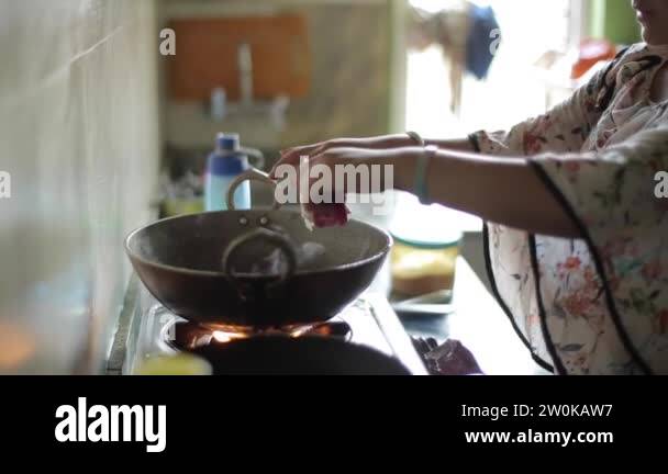 Kathmandu, Nepal - 27 November 2019: Indian Nepali teenage girls cook ...