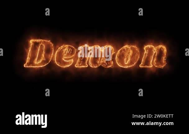 Demon Word Hot Animated Burning Realistic Fire Flame Loop Stock Video ...