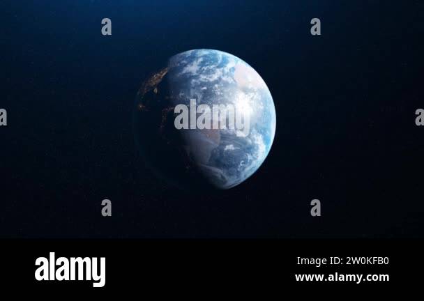 Abstract animation of beautiful Planet Earth rotation in space ...