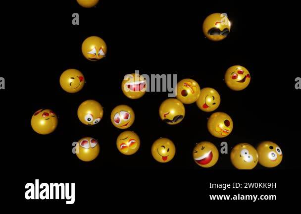 Animation of falling and filling the screen with different yellow balls ...