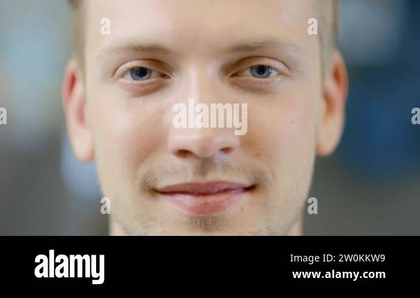 Close Up of a Handsome Young Blond Male Portrait Shot. He's a ...
