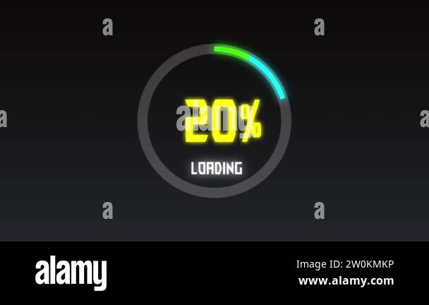 Loading progress bar, digital style, radial With percentage number and circular graphics ...