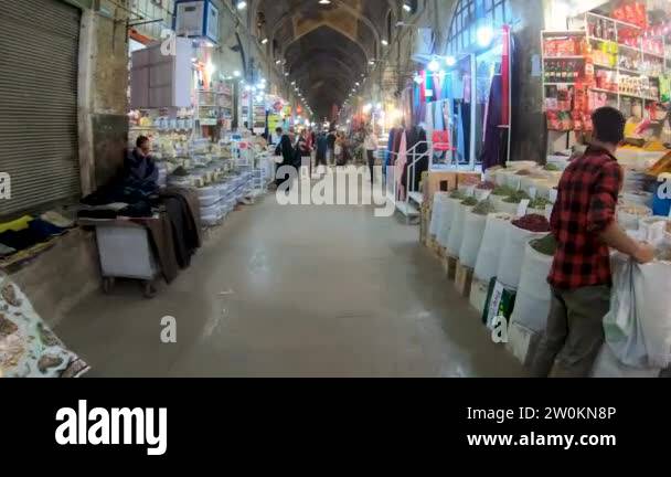 Isfahan, Iran - May 2019: Grand bazaar of Isfahan, also known as Bazar ...