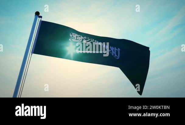 Saudi Arabian Flag Waving In The Kingdom Of Saudi Arabia. Banner Flying ...
