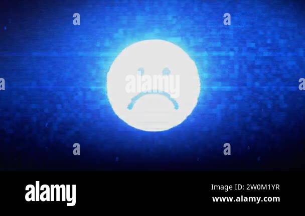 Unhappy Face Symbol Symbol Digital Pixel Noise Error Animation Stock ...