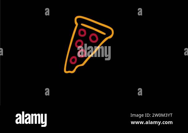 2d Animation motion graphics drawing of a pepperoni pizza pie with cheese melting and dripping ...
