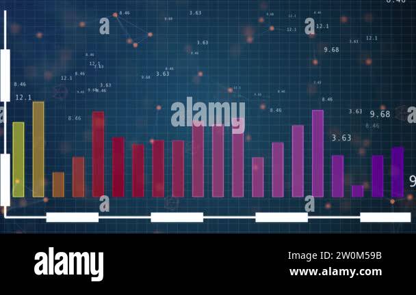 HUD graph with rising up nd falling down candle bars diagram over ...