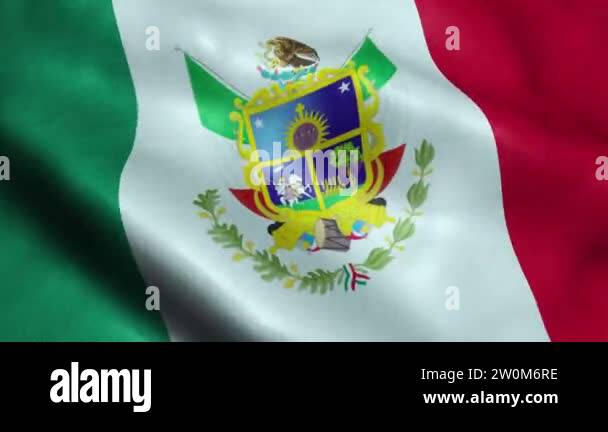 Flag of the Mexico State of Queretaro Seamless Looping Waving Animation ...