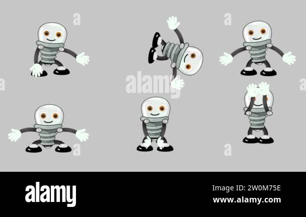 Bulb lamp character animation set in 4K with alpha channel. Looped ...