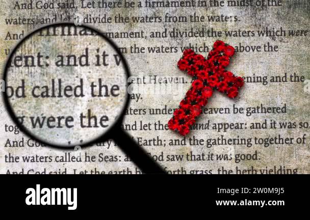 Magnifying glass on bible and cross of Jesus Stock Video Footage - Alamy