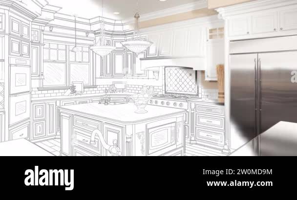 4k Custom Kitchen Drawing Brush Stroke Transitioning Down and Left to ...