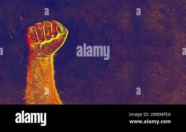 Black's fist raised up. Symbol of the fight against racism. Protest ...