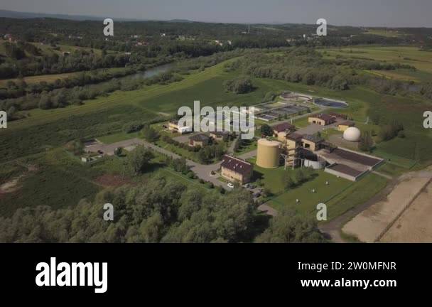 Urban sewage treatment plant. Aerial photography of sewage treatment ...