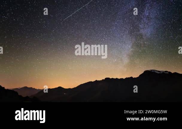 Meteor Explosion, Meteor Shower and Stardust Smoke Trail in Night Sky ...