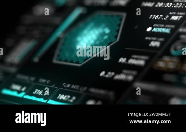 Full HD animated futuristic nuclear reactor dashboard graphic user ...