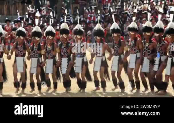 Chang tribesmen wearing traditional dress Hornbill dancing festival ...