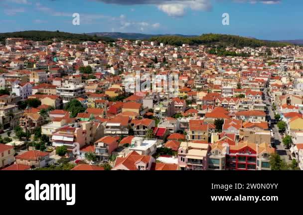 Aerial drone video of Argostoli (Argostolion), famous city and capital ...