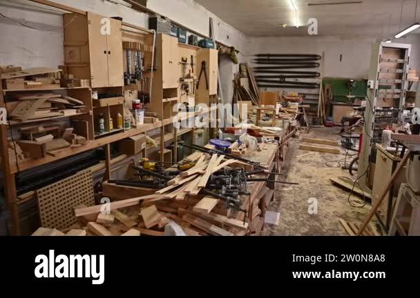 workplace in a carpentry workshop..Interior in a carpentry workshop ...