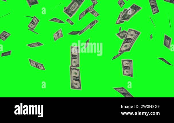 Green Screen 1 Dollar Bills Rain Effects low density Animation, Money ...