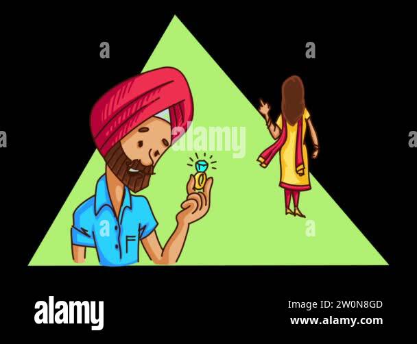 Vector cartoon illustration of Sardar girl returning the ring to her ...