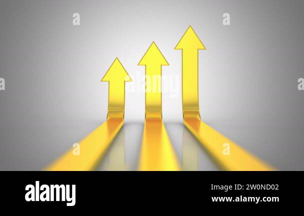 Three Arrows Moving Up. Gray background, 2 in 1, created in 4K, 3d ...