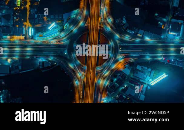 4k, Time lapse expressway top view, Circl Road traffic an important ...